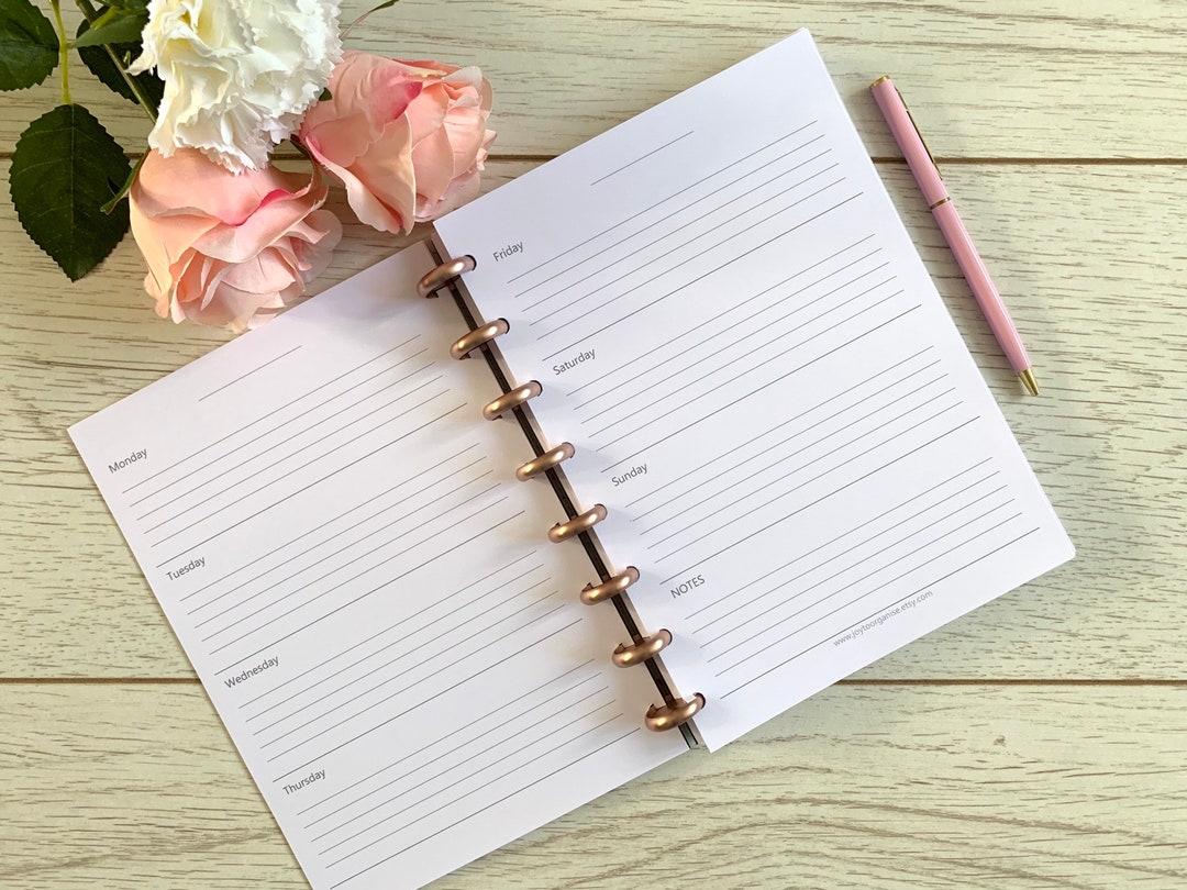Undated Weekly A5 Discbound Planner Inserts | Horizontal Weekly A5 ...