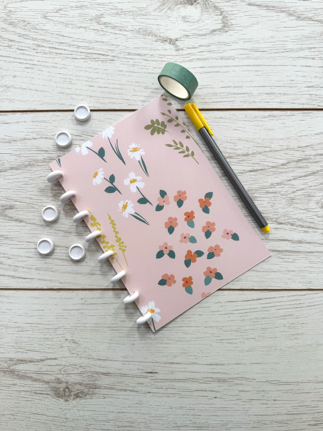Pink Floral A5 Discbound Notebook | Refillable Pink A5 Discbound ...