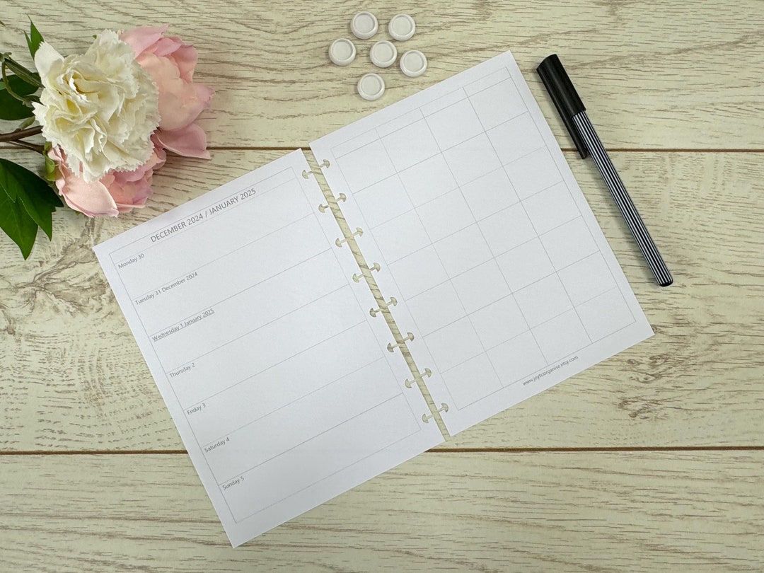 A5 2025 Horizontal Weekly Discbound Planner Inserts | 2025 Weekly ...