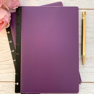 Purple Faux Leather A5 Wide Discbound Planner Cover | Purple A5 ...
