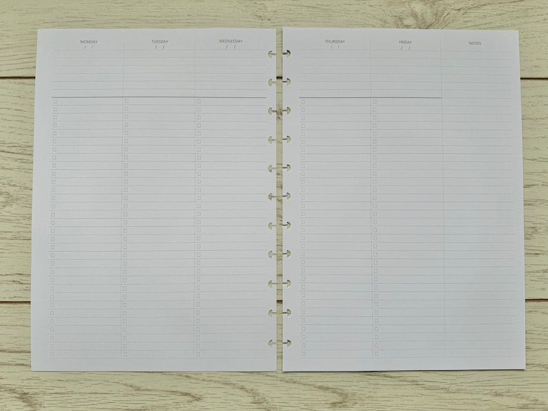 Undated Weekly A4 Discbound Planner Inserts With 1 Week on 4 Pages ...