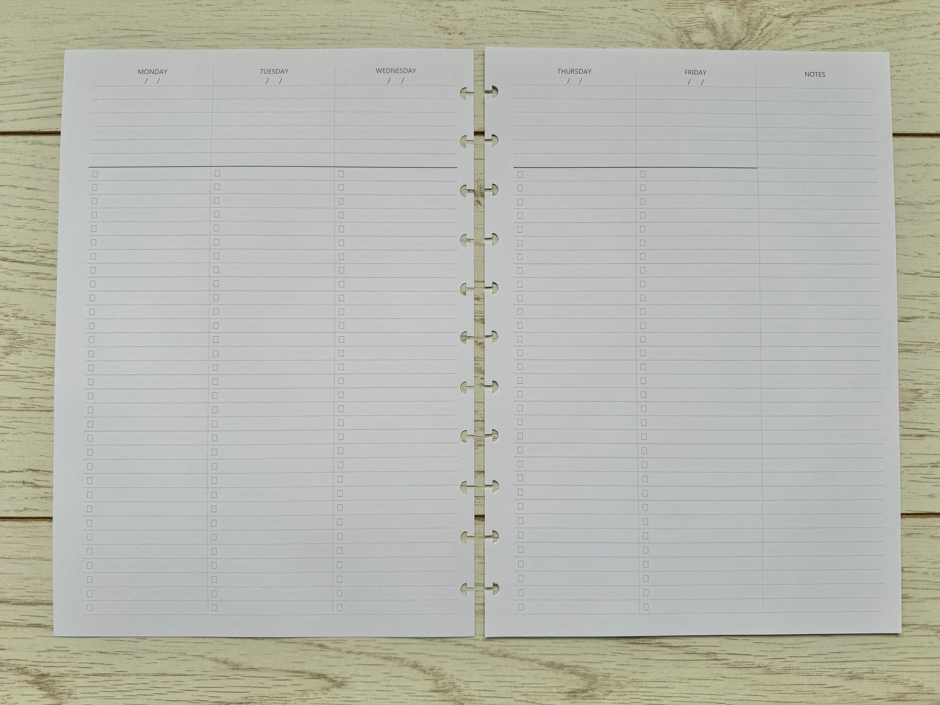 Undated Weekly A4 Discbound Planner Inserts With 1 Week on 4 Pages ...