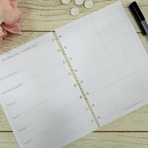 A5 2025 Horizontal Weekly Discbound Planner Inserts | 2025 Weekly ...