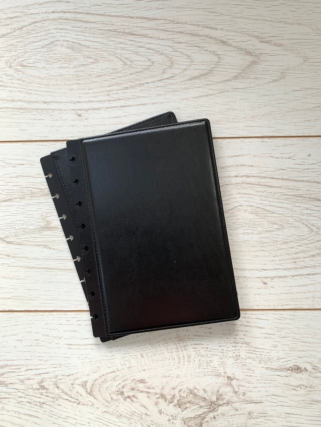 Black Faux Leather A5 Wide Discbound Planner Cover A5 Discbound Black ...