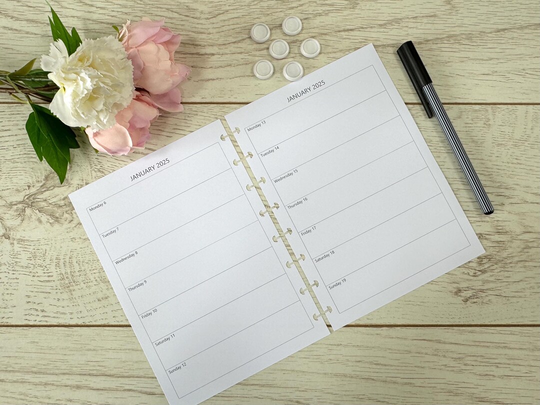 2025 A5 Weekly Discbound Planner Inserts With One Week on One Page ...