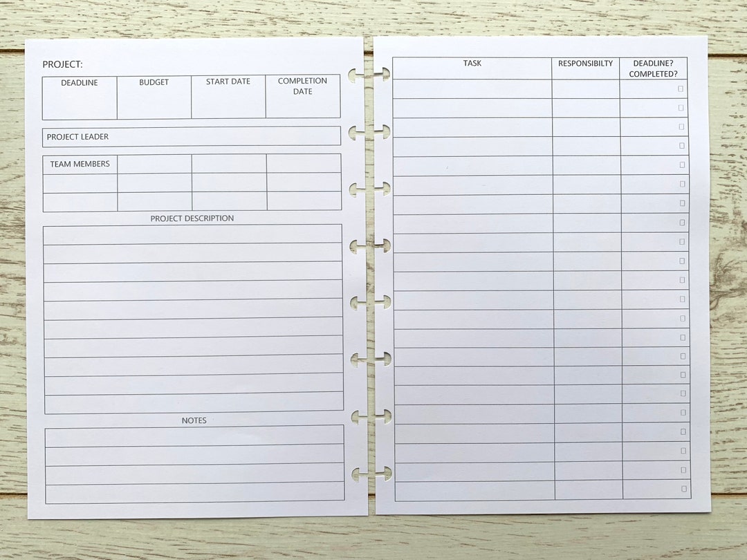 A5 Discbound Project Planner Inserts - Etsy