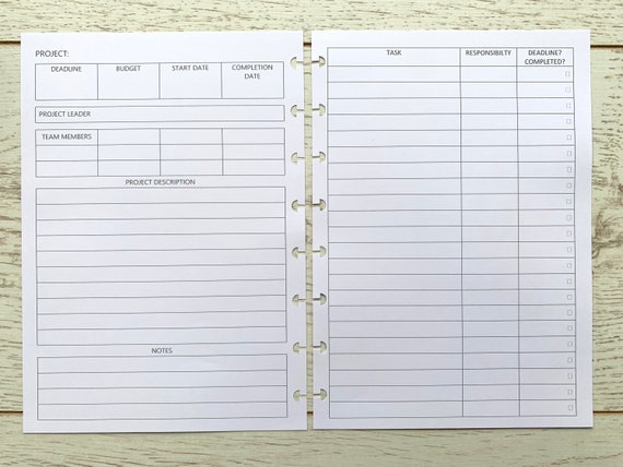 A5 DISCBOUND Project Planner Inserts - Etsy
