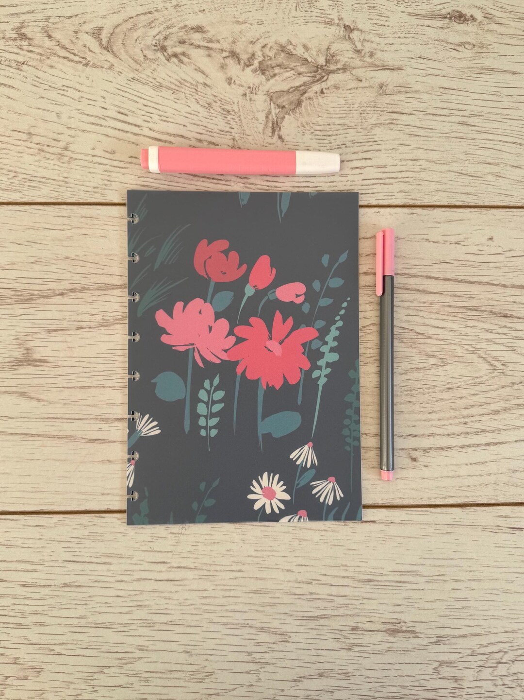 Pink Floral A5 Discbound Notebook Cover | A5 Navy Blue Discbound ...