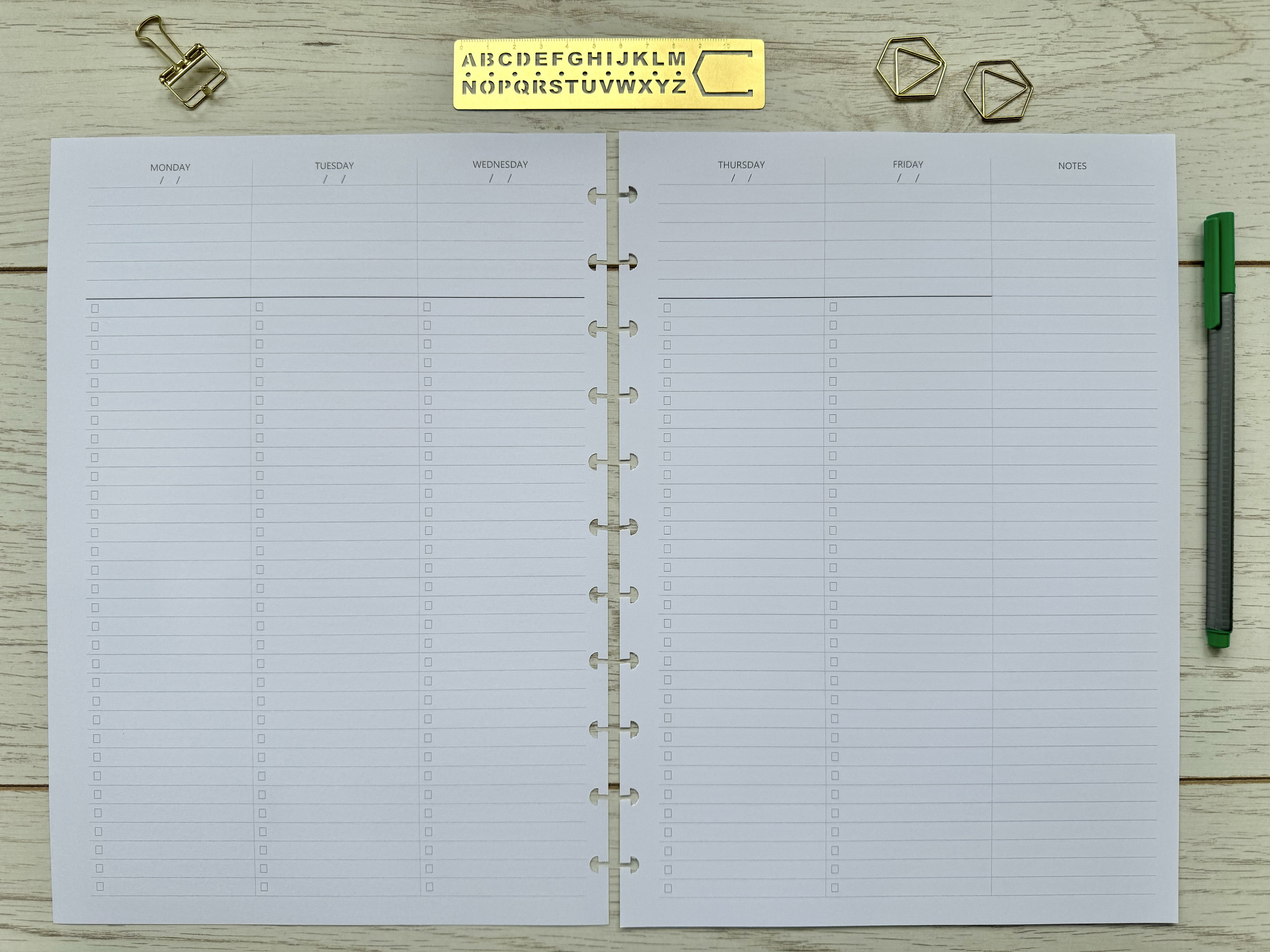 Undated Weekly A4 Discbound Planner Inserts With 1 Week on 4 Pages ...