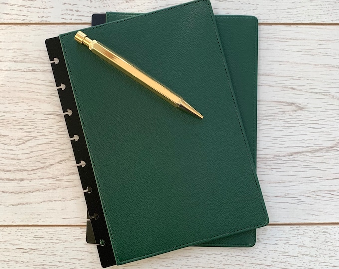 IMPERFECT Dark Green Faux Leather A5 Discbound Planner Cover | Green A5 ...