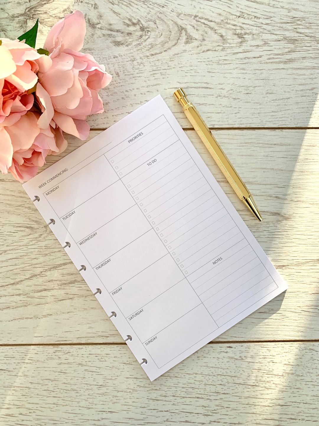 Undated Weekly A5 Discbound Planner Inserts With Weekly to Do List ...