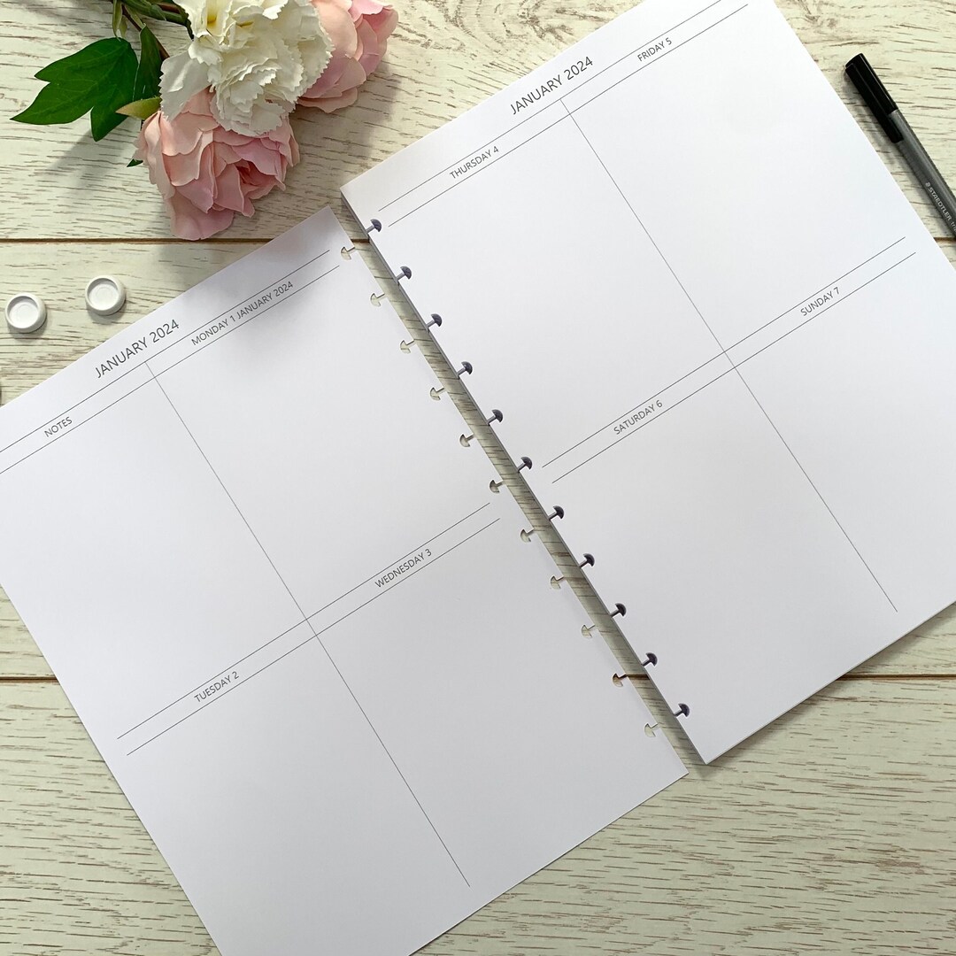 2024 A4 Weekly Discbound Planner Inserts, One Week on Two Pages A4 ...