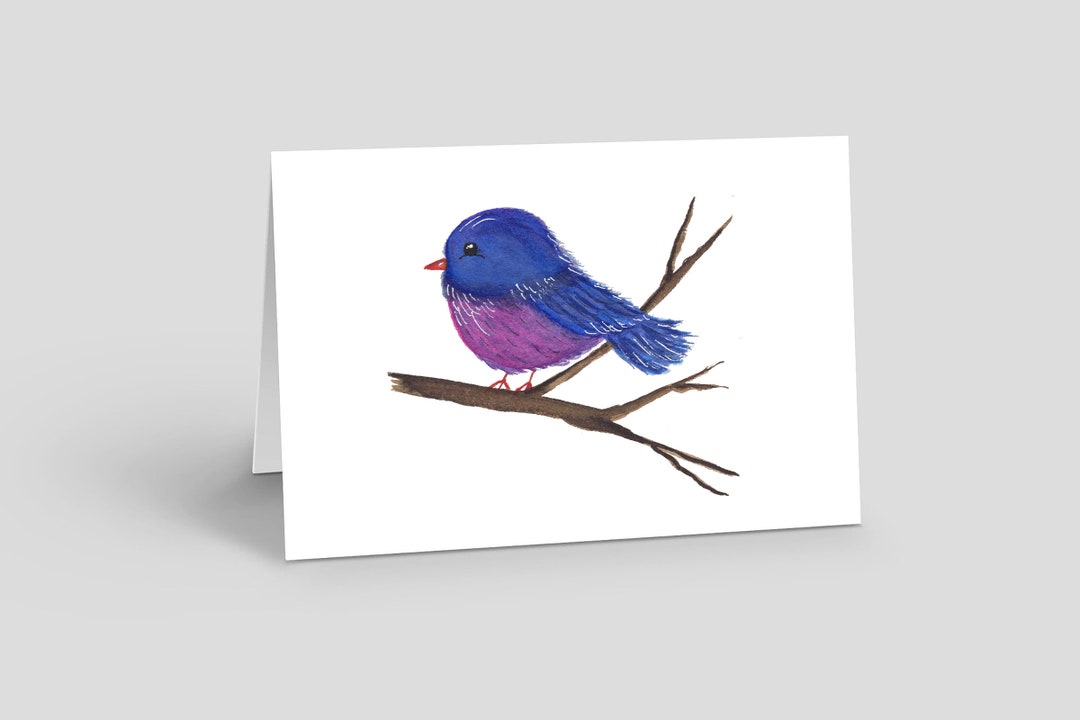Blue Bird Note Card Set | Watercolor Custom Bird Note Cards | Hand ...