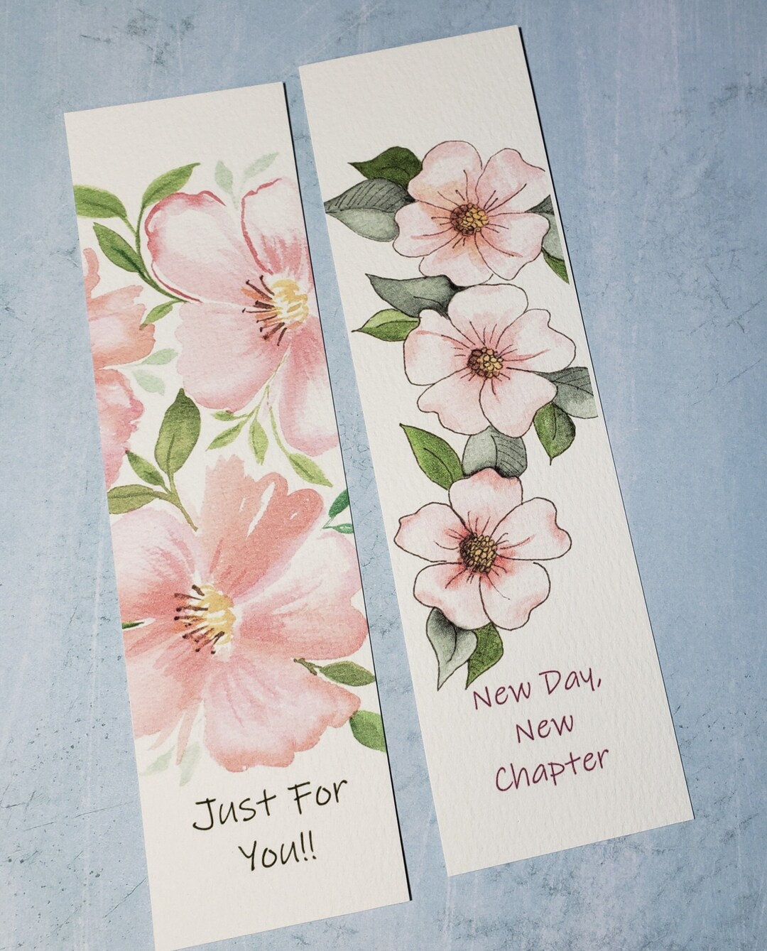 Floral Bookmark | 2 Printed Art Bookmarks | Pink Flowers - Just for You ...