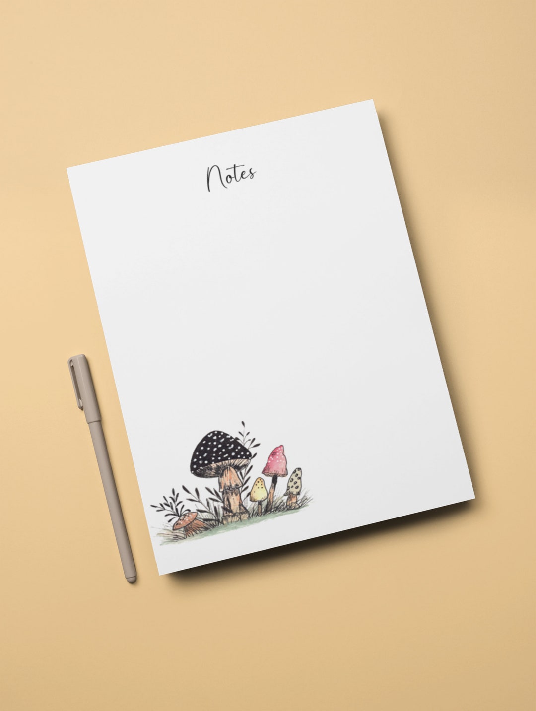 Mushroom Notepad | Woodland Mushroom NOTES Stationery | 50 Sheet Blank ...