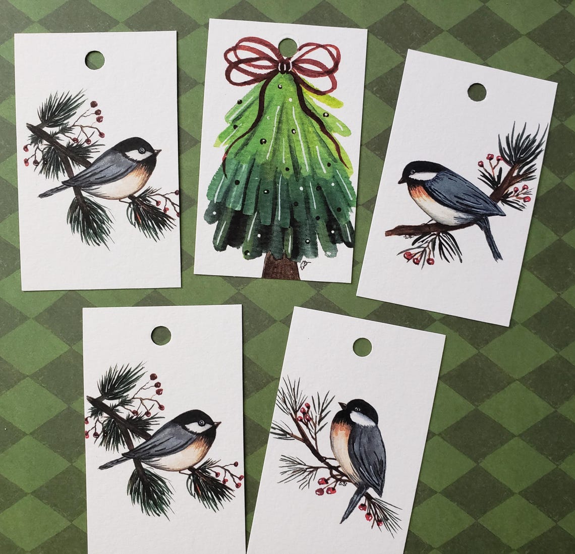 Christmas Gift Tags, Variety Set of 20 Festive Watercolor Designs - Etsy