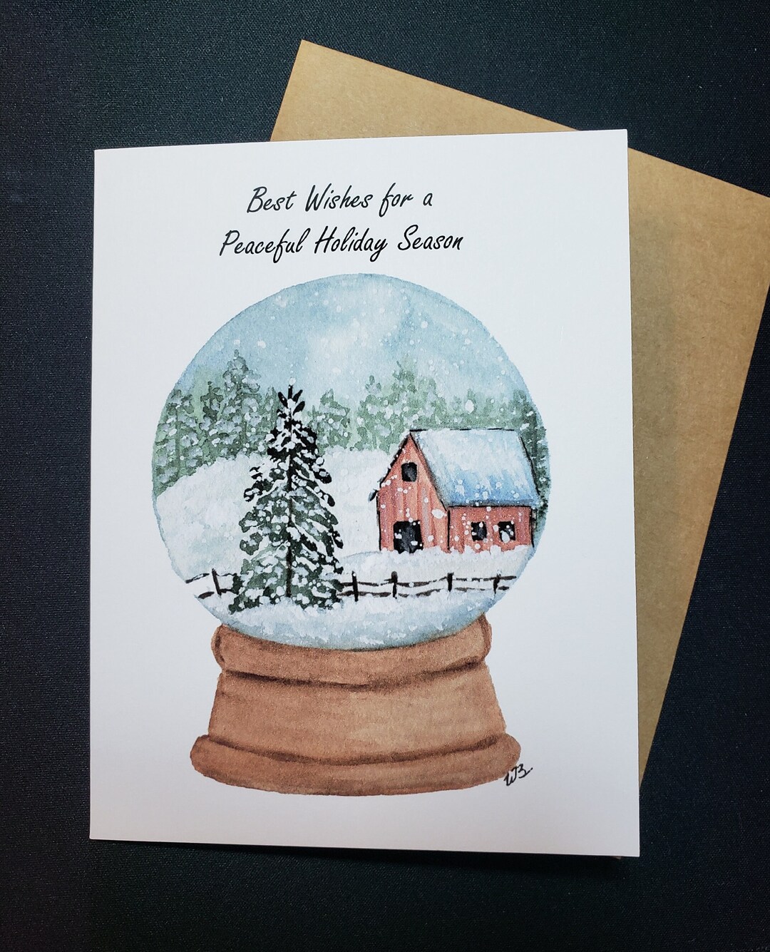 Winter Barn Scene Snow Globe Note Cards Snowy Country Farm - Etsy