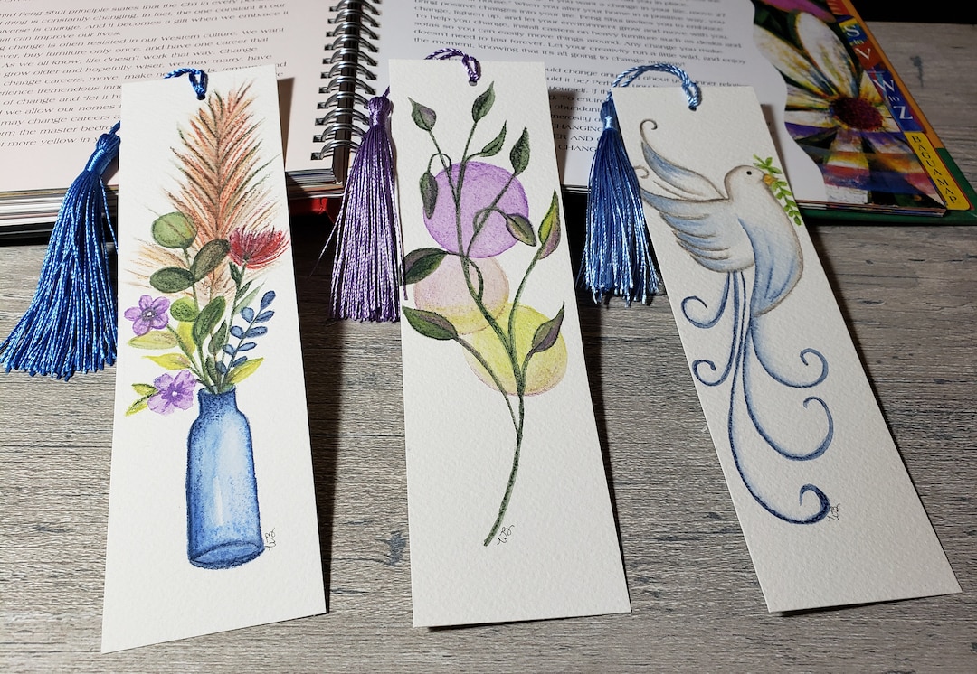 Watercolor Bookmarks | Set of 3 Hand Painted Original Designs | Floral ...