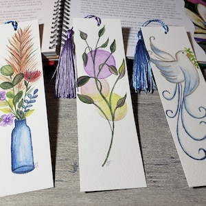 Watercolor Bookmarks | Set of 3 Hand Painted Original Designs | Floral ...