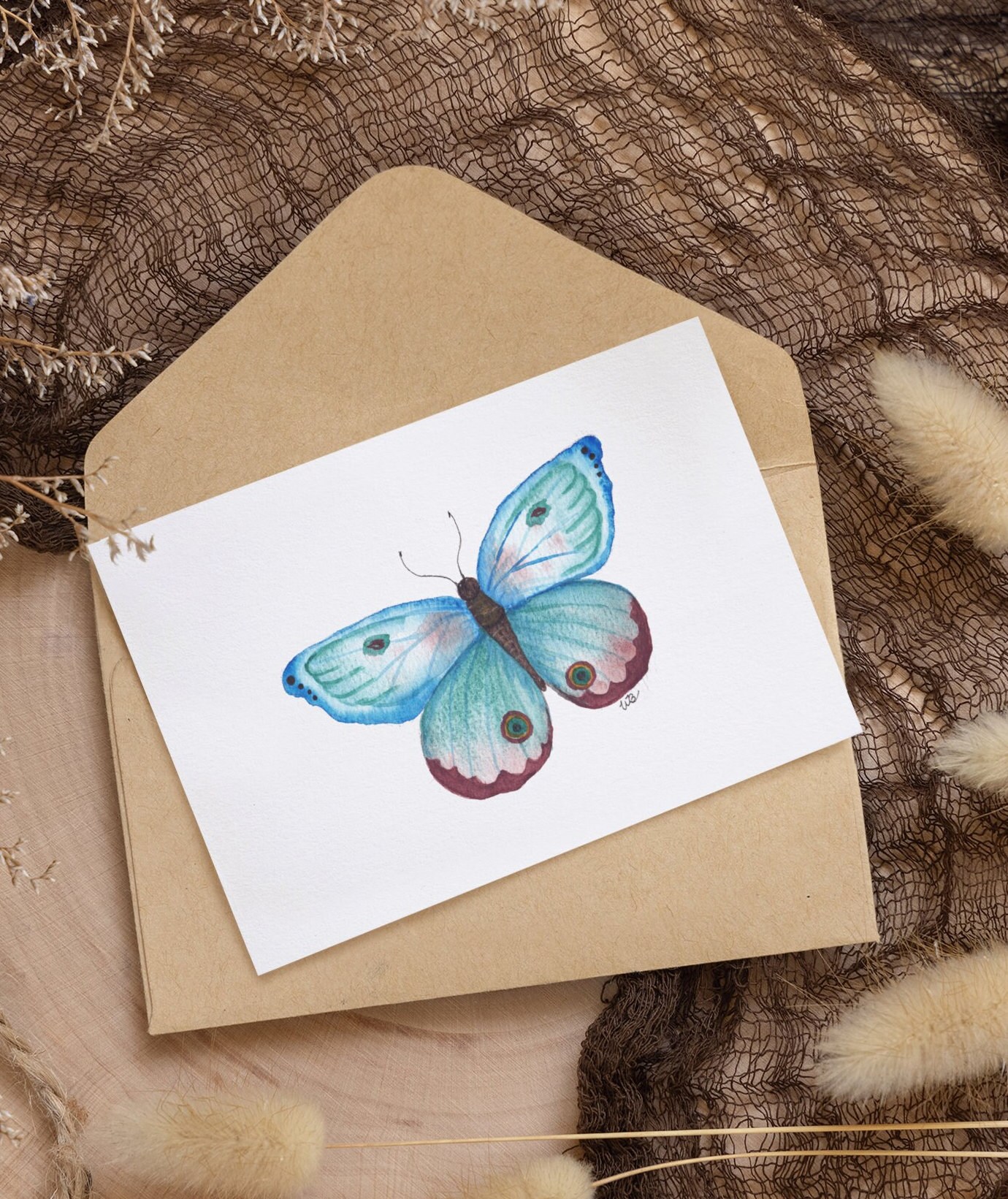 Butterfly Note Cards Blue Butterfly Watercolor Prints Blank 4.25 X 5.5 ...
