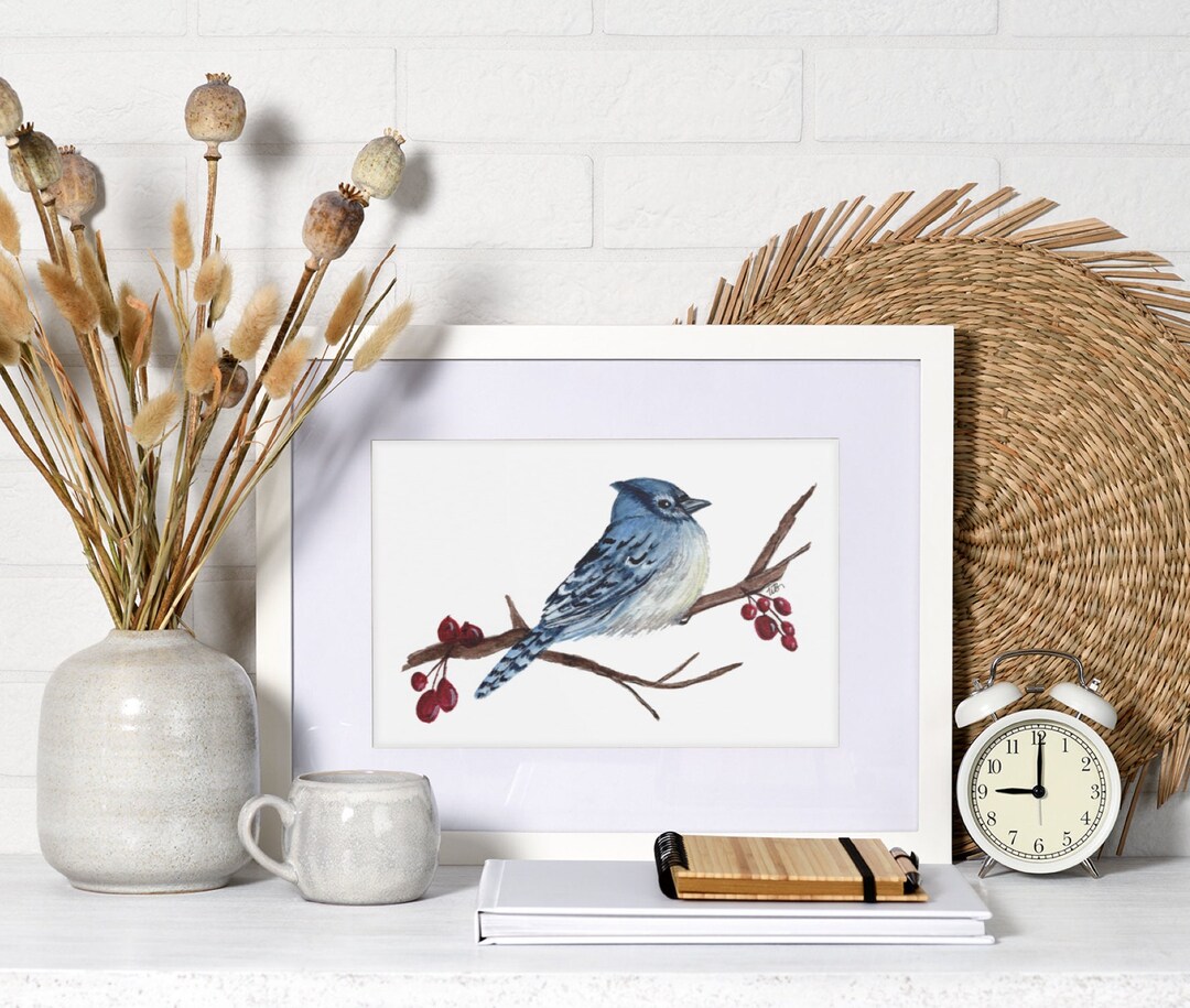 Blue Jay Art Print | Watercolor Art Print | 5 X 7 | Bird Decor | Wall ...