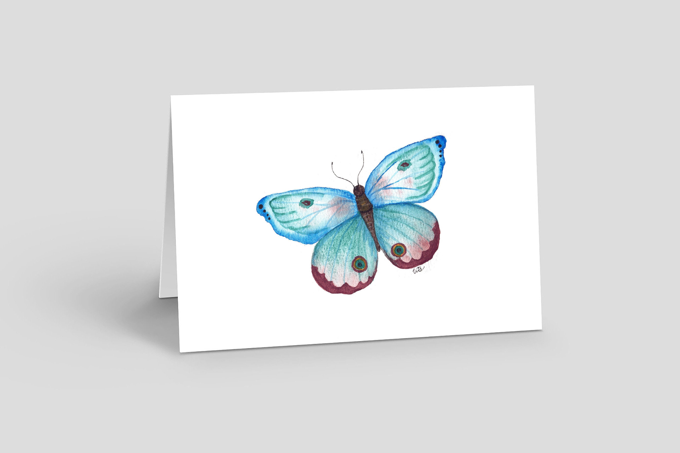 Butterfly Note Cards Blue Butterfly Watercolor Prints Blank 4.25 X 5.5 ...