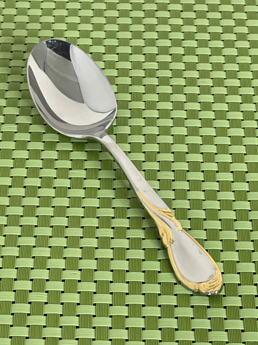 Yamazaki CACHE Stainless Gold Accent Place/oval Soup Spoon Japan ...