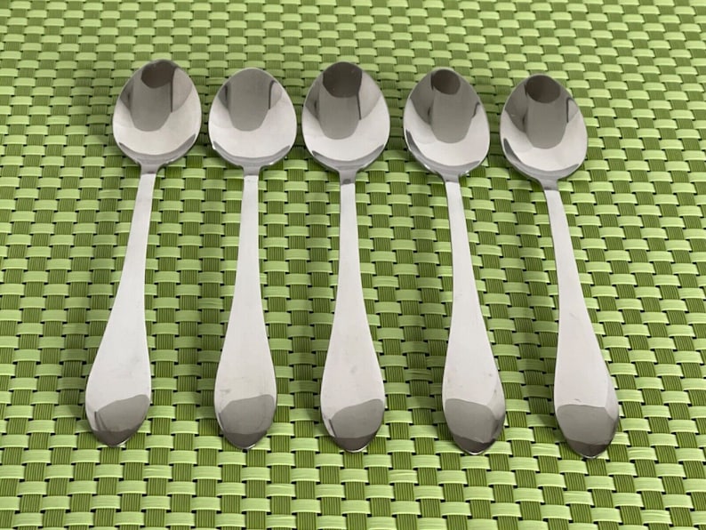Cambridge SIENNA Stainless 5 Iced Tea Spoons Glossy Tip Turns Down ...