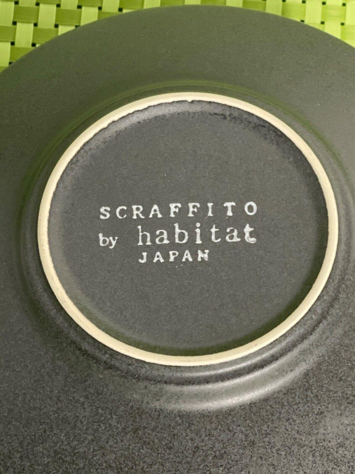 Habitat SCRAFFITO Stoneware White Geometric on Black Band Saucer - 6 1/ ...