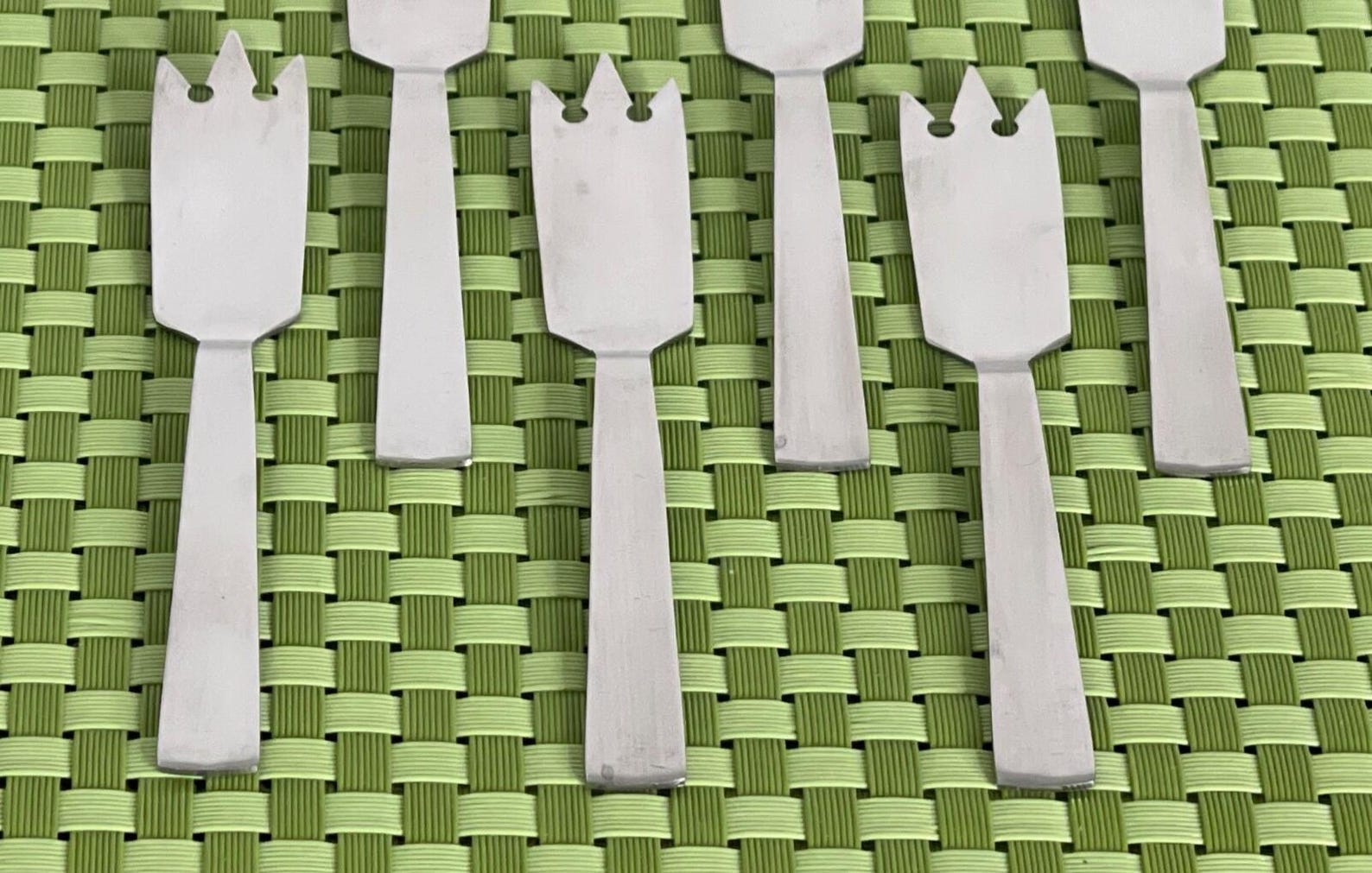 Capri Italy Stainless 6 Canape Cheese Forks MCM Satin & Glossy Flatware ...
