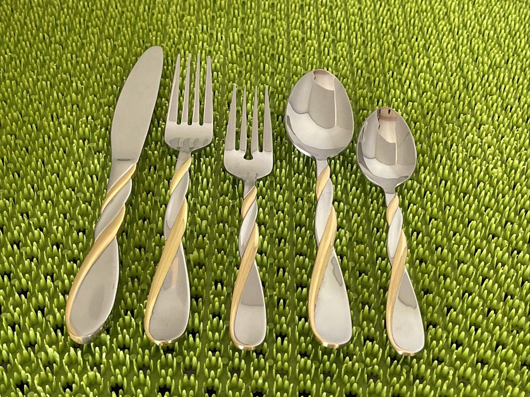 Cambridge CBS 165 Stainless 45pc Set - 8 Place Setting Gold Accent ...