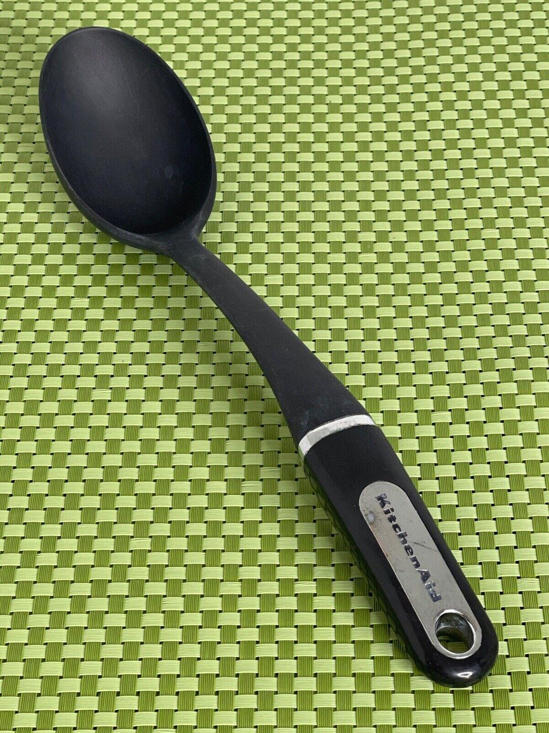Kitchenaid Classic Black Silicone Solid Serving Spoon Plastic Chrome ...