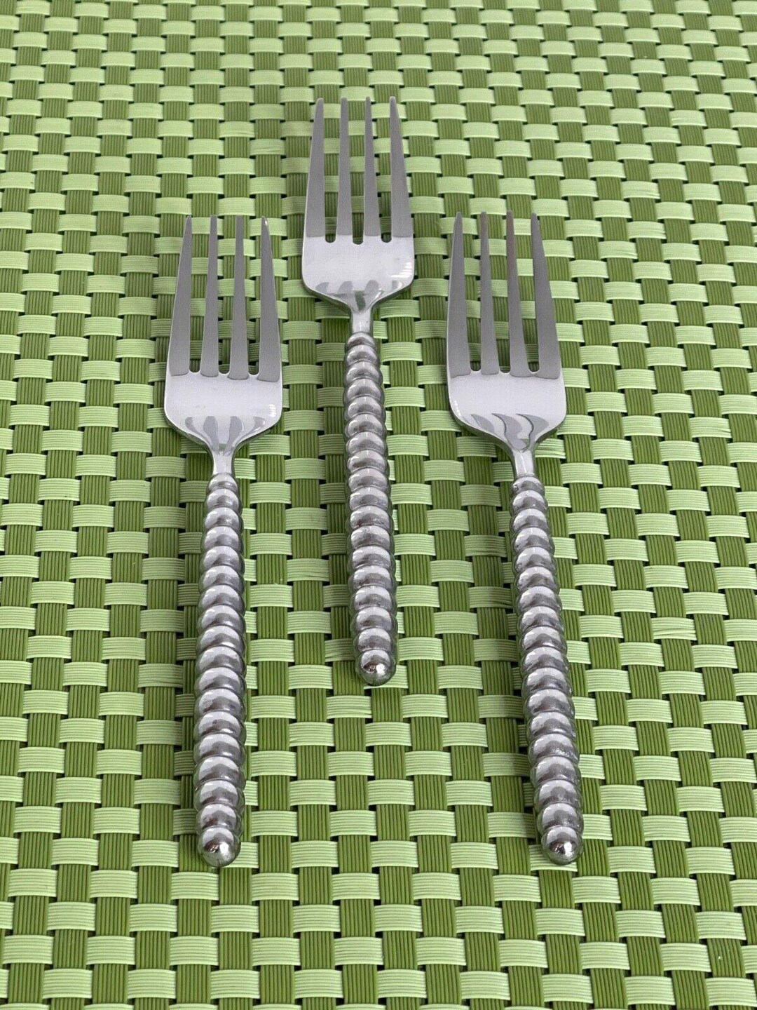 Gibson GIA11 Stainless 3 Salad Forks Glossy Stacked Beads 18/0 China Flatware - Etsy