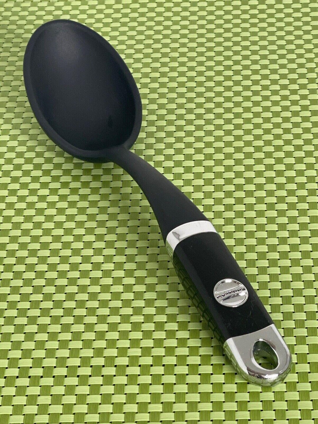 Kitchenaid Classic Black Silicone Solid Serving Spoon Plastic Chrome ...