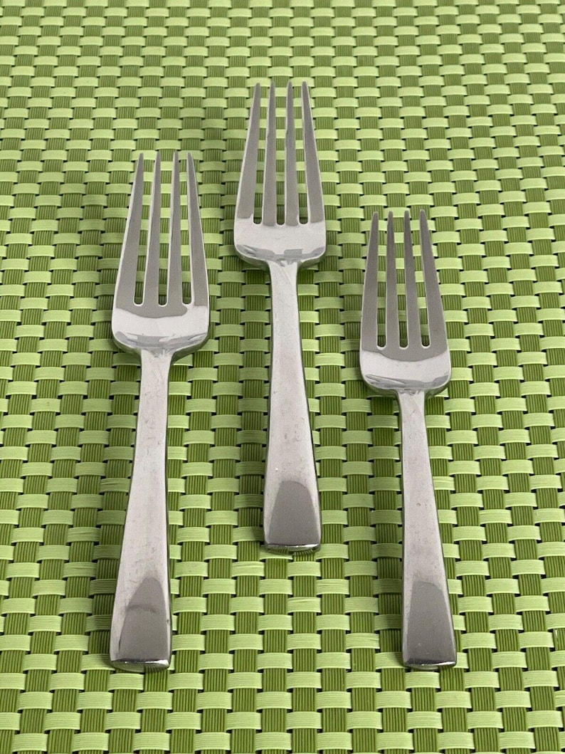 Hampton Silversmiths HSV189 Stainless Set of 3 Forks Glossy Flat Tip ...