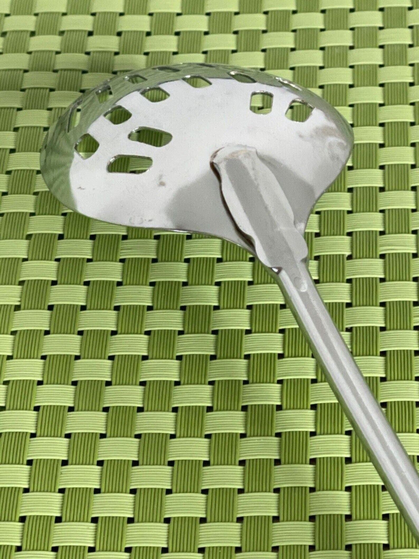 EKCO Chromium Plated Stainless Slotted Serving Spoon White Handle ...