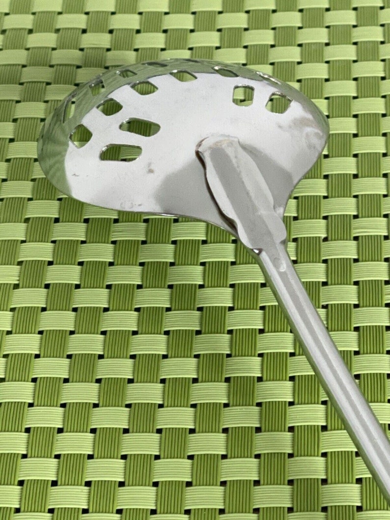 EKCO Chromium Plated Stainless Slotted Serving Spoon White Handle ...