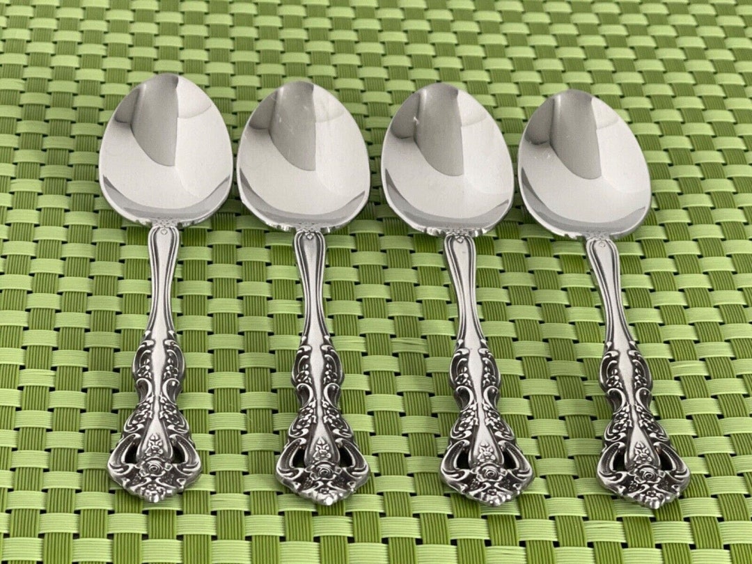 Oneida MICHELANGELO Stainless 4 Teaspoons Heirloom Cube Glossy Flatware ...