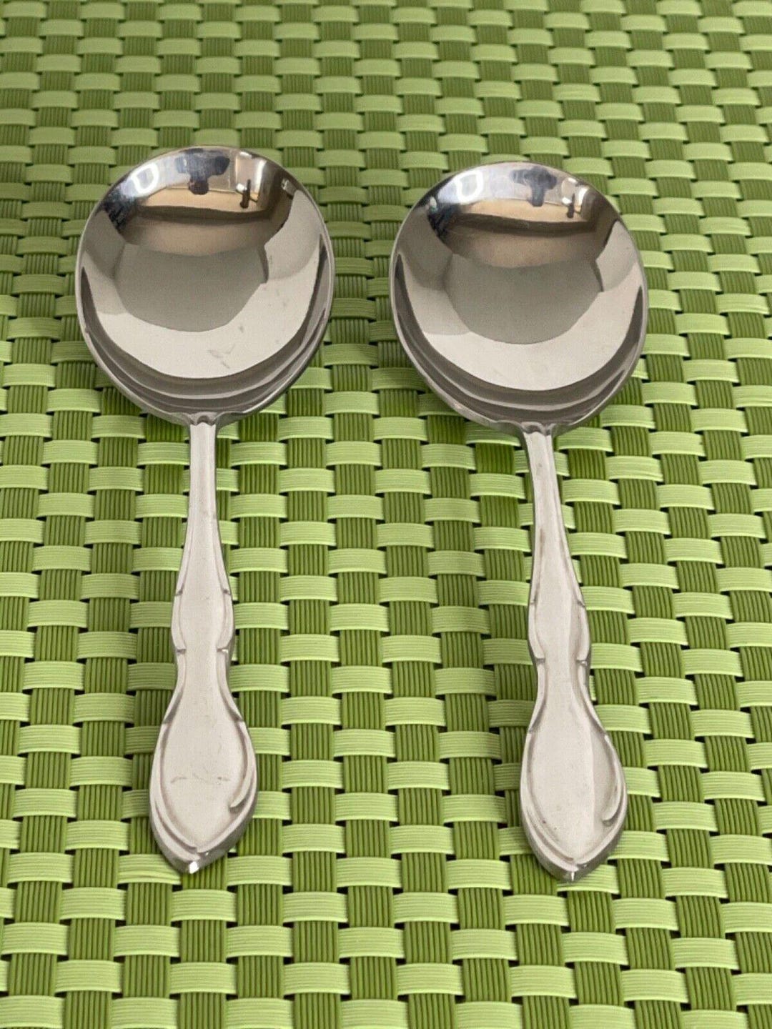 Gorham Stegor CHANSON Stainless Set of 2 Sugar Spoons USA Glossy ...