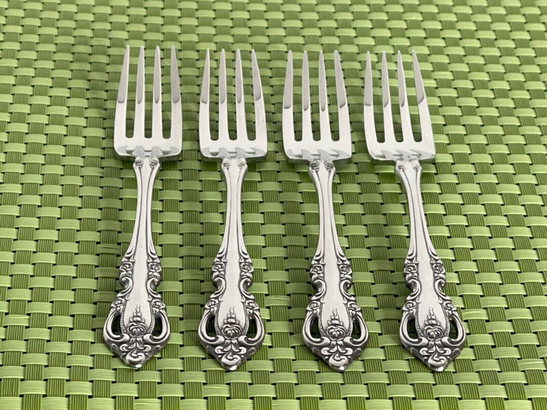 Oneida Community BRAHMS Stainless 4 Dinner Forks Glossy Flatware A28G ...