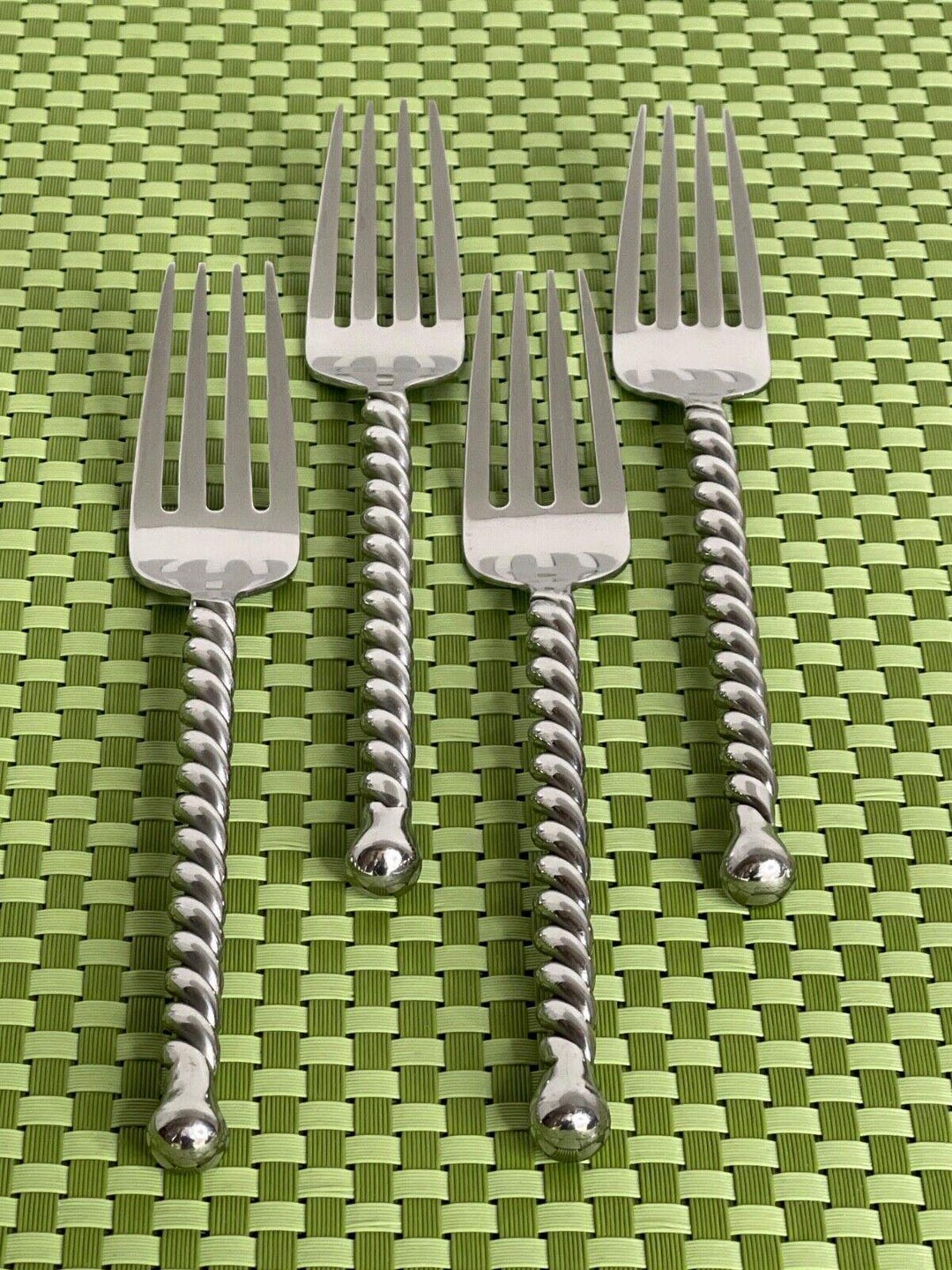 Gourmet Settings SILVER TEAR Stainless 4 Dinner Forks Glossy Flatware ...