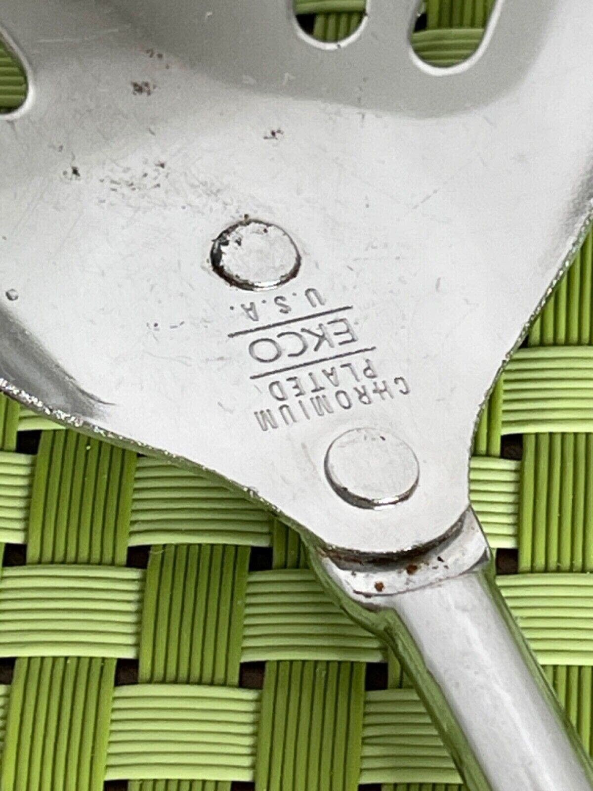 EKCO Chromium Plated Stainless Slotted Serving Spoon White Handle ...