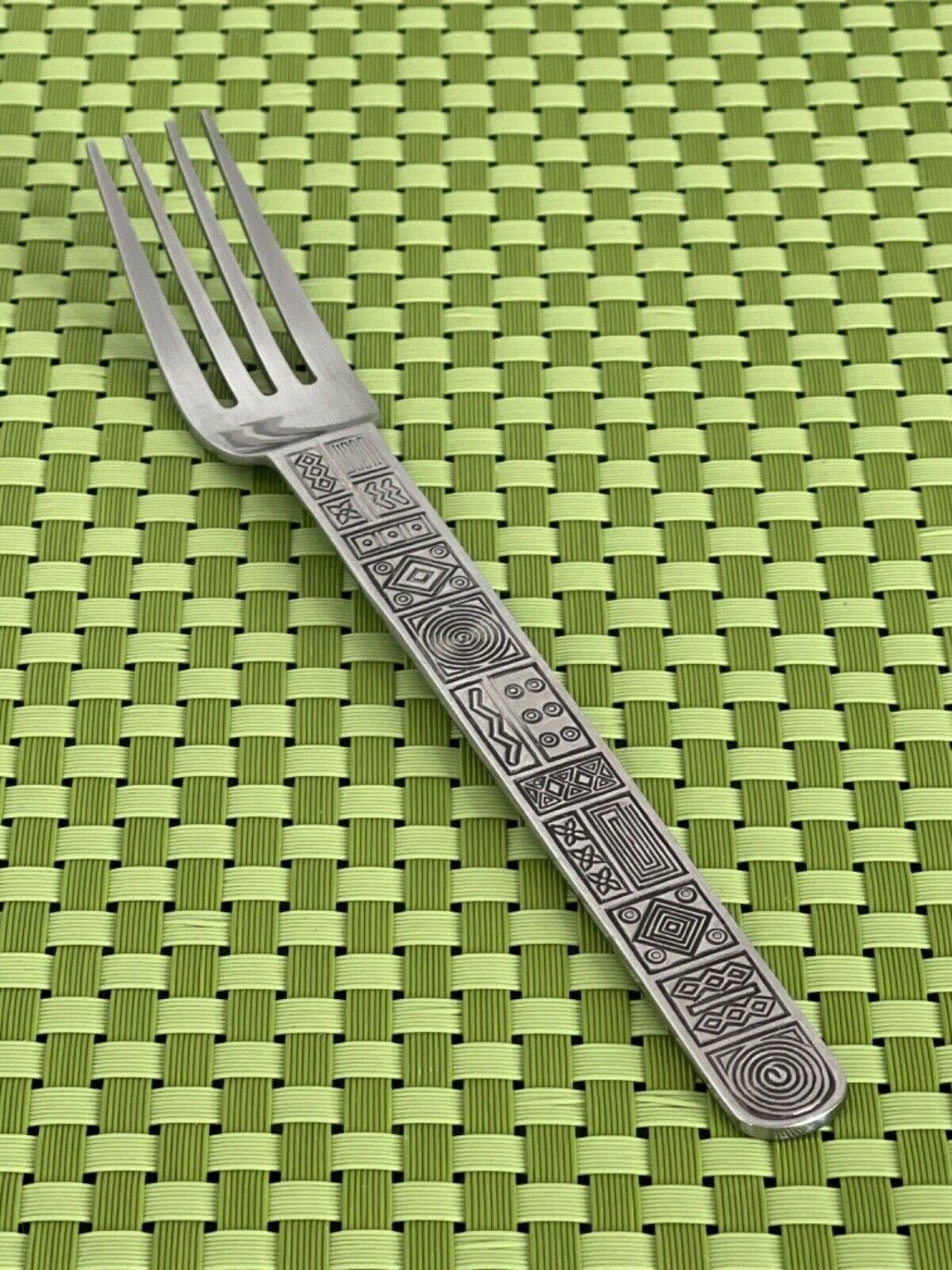 Cambridge AZTEC Stainless Dinner Fork Glossy Geometric Flatware B106G ...