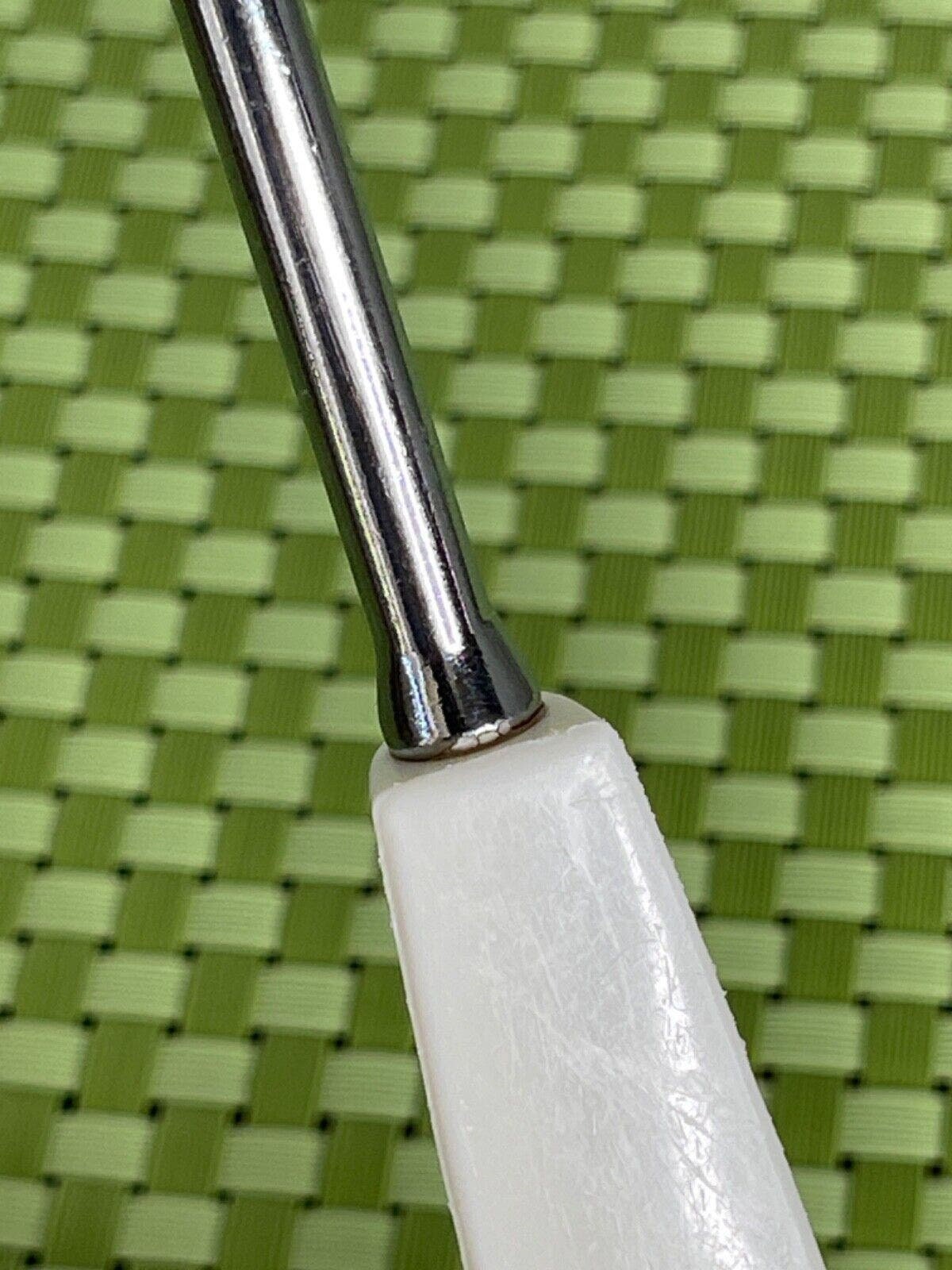 EKCO Chromium Plated Stainless Slotted Serving Spoon White Handle ...