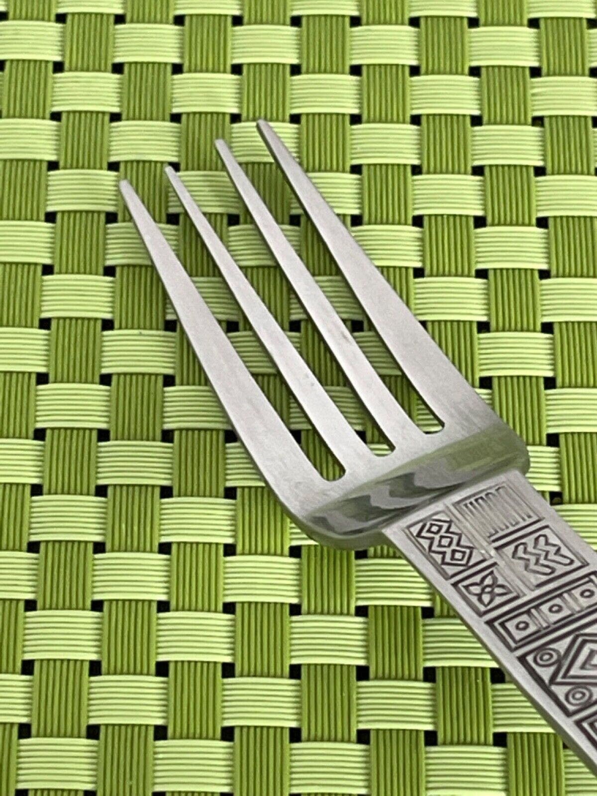 Cambridge AZTEC Stainless Dinner Fork Glossy Geometric Flatware B106G ...