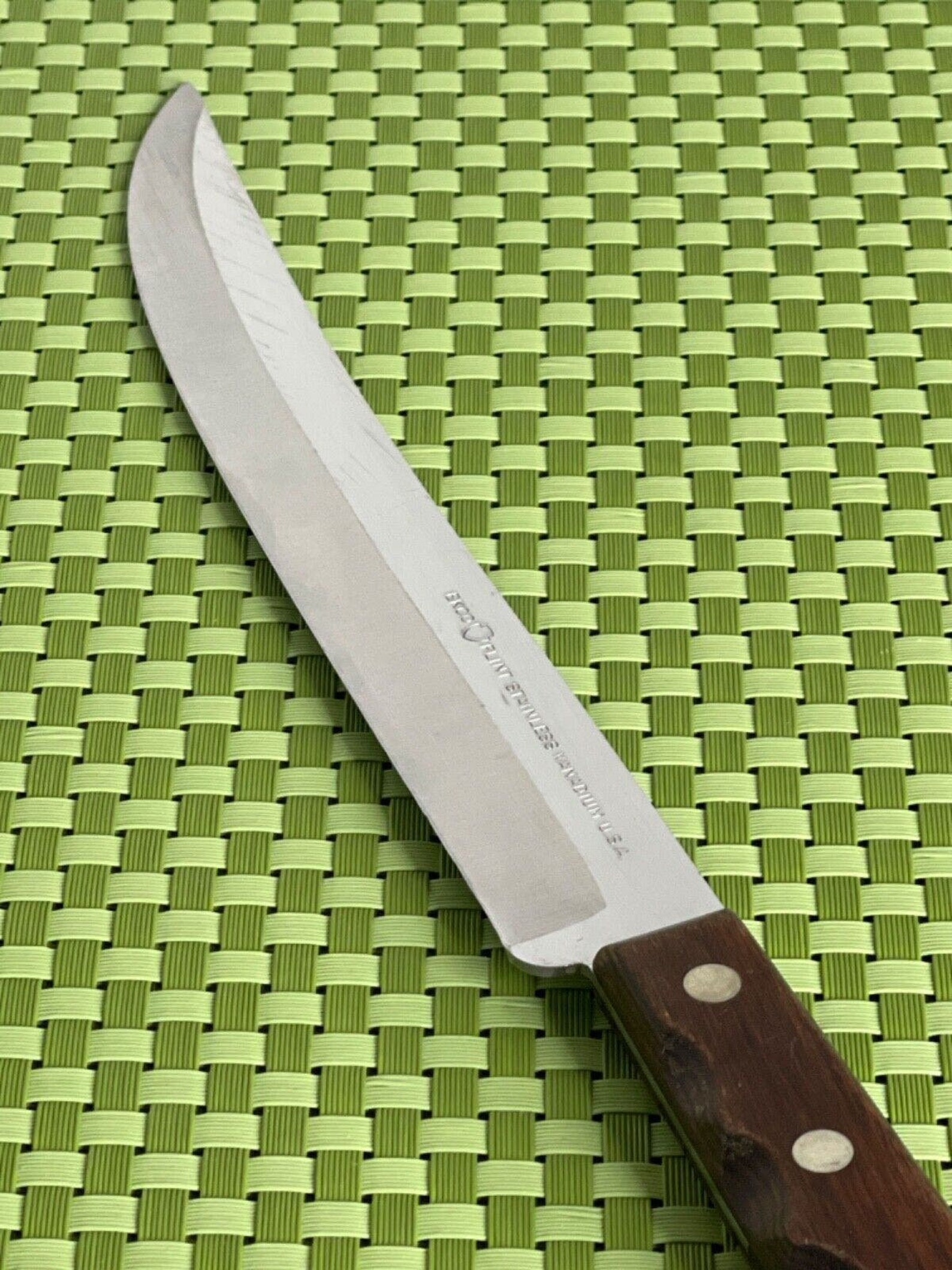 EKCO Flint Stainless Carving Knife Riveted Wood Handle Vanadium USA ...