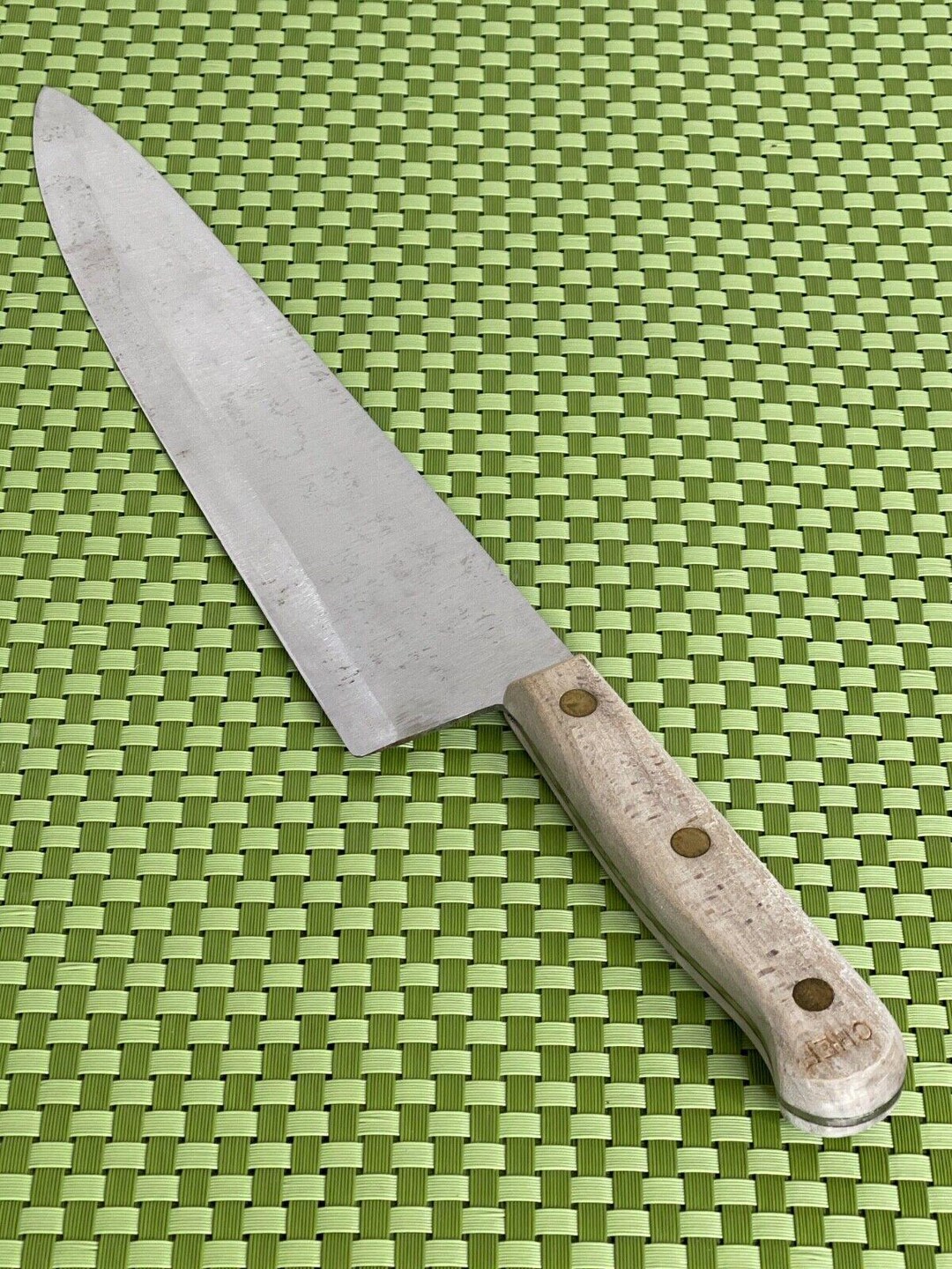 Lifetime Cutlery OLD HOMESTEAD Stainless 10" Blade Chef Knife Wood ...