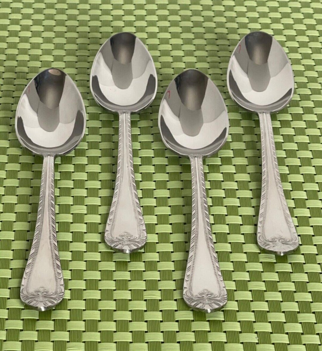 Reed & Barton ROYAL BRITANNIA Stainless 4 Soup Spoons Select Scroll ...