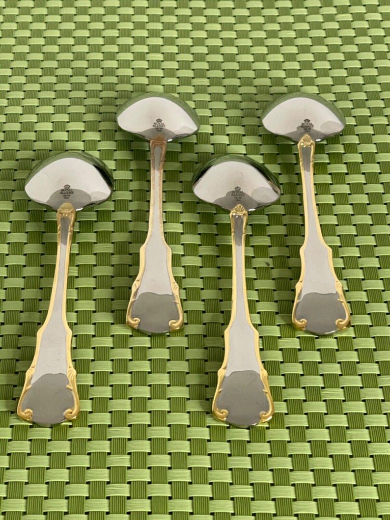 Royal Albert OLD COUNTRY ROSES Stainless 4 Teaspoons Glossy Gold ...