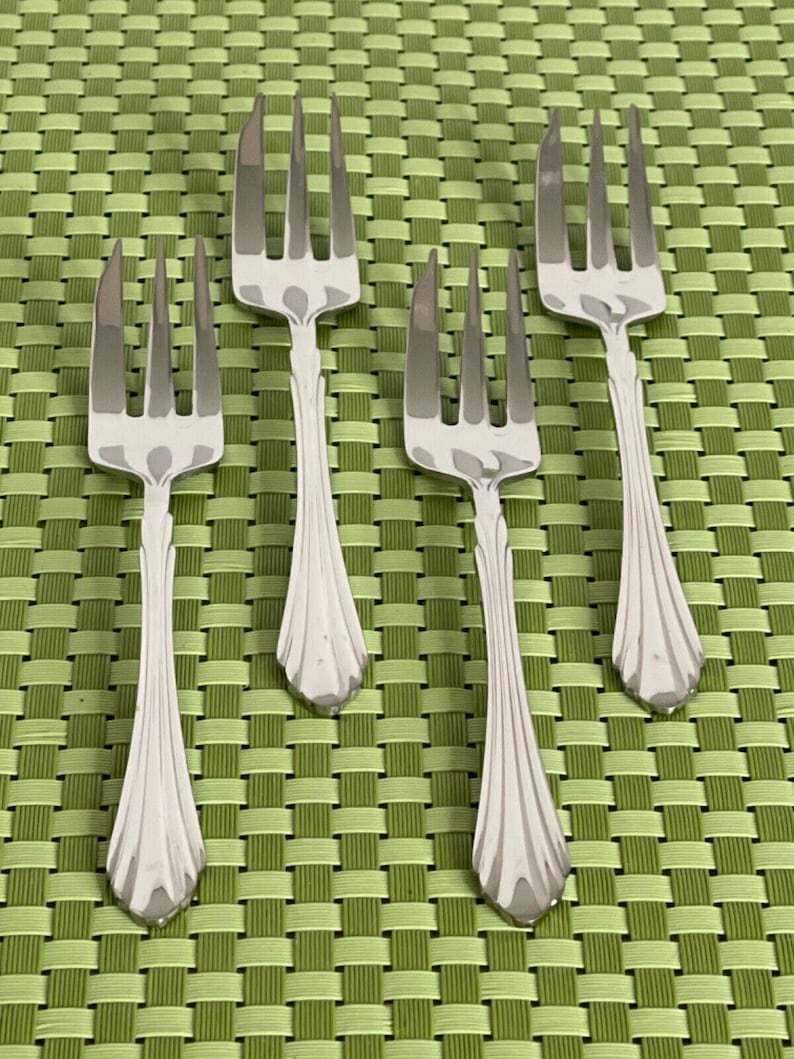 Retroneu BARRINGTON Stainless 4 Dessert Forks 18/8 Korea Glossy ...